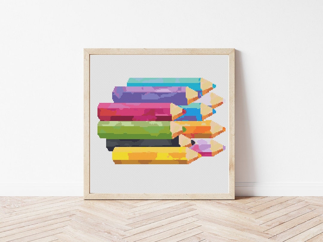 Pencils Cross Stitch Pattern, Instant Download PDF, Nursery Decor ...