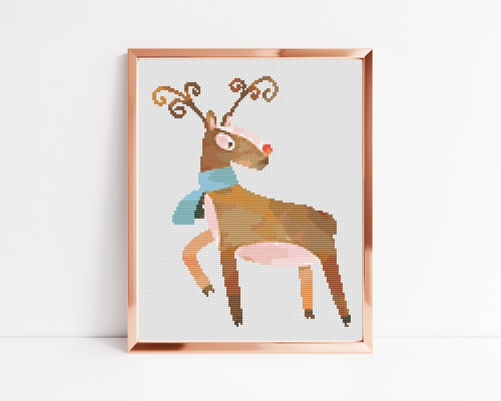 Rudolf Cross Stitch Pattern Instant Download PDF Winter Wall - Etsy