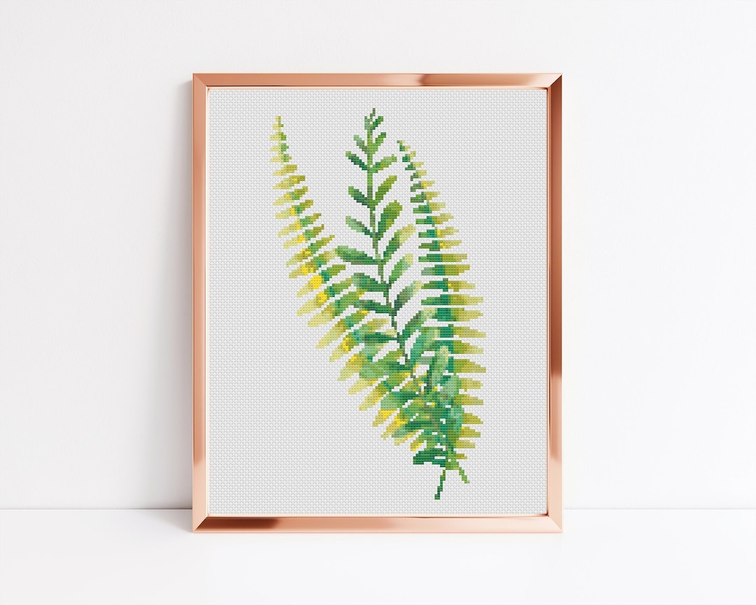 Fern Bunch Cross Stitch Pattern, Instant Download PDF, Aesthetic Room ...