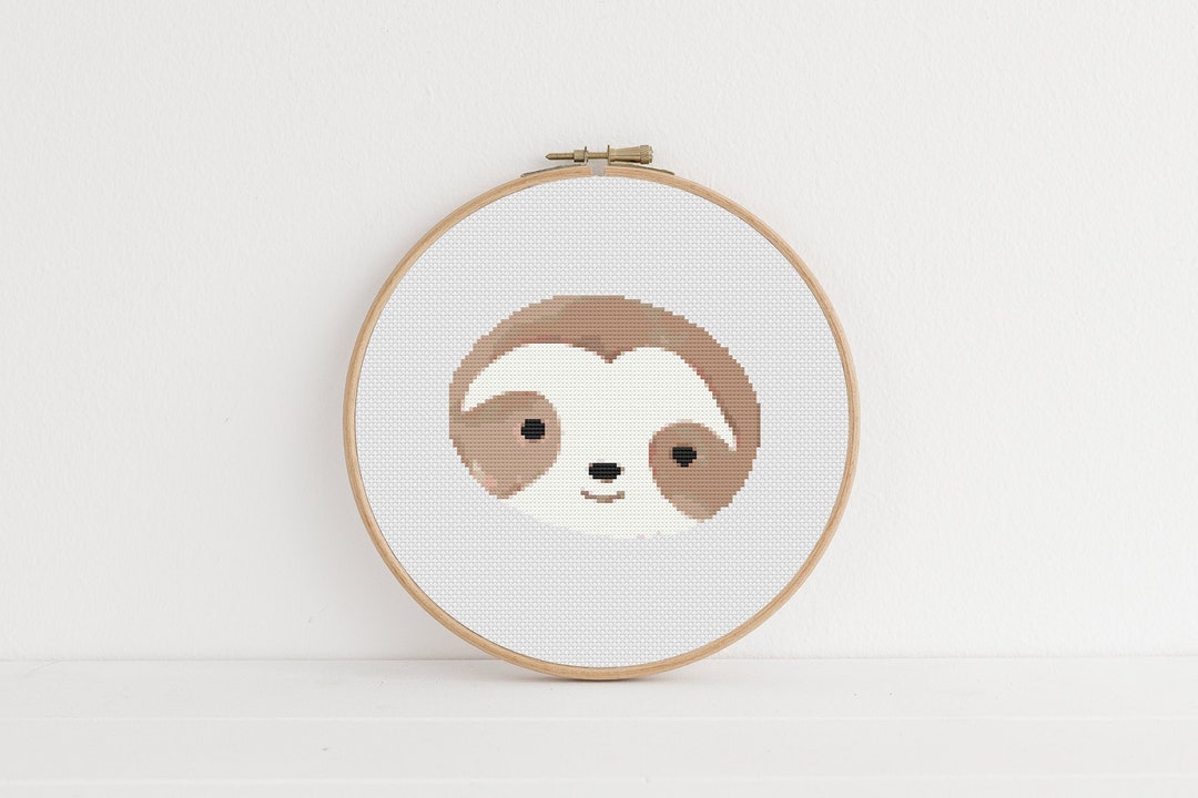 Sloth Cross Stitch Pattern, Instant Download PDF Pattern, Boho Stitch ...