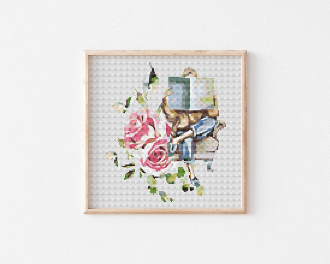 Book Worm Cross Stitch, Instant Download PDF, Easy Embroidery Pattern ...