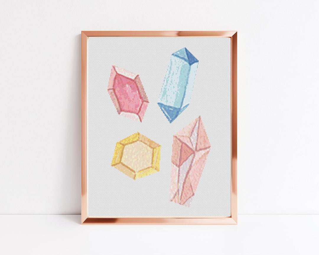 Gemstone Cross Stitch Pattern, Instant Download PDF, Easy Cross Stitch ...