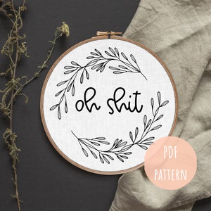 PDF Embroidery Pattern, Rude Embroidery, Modern Hoop Design, Hand ...