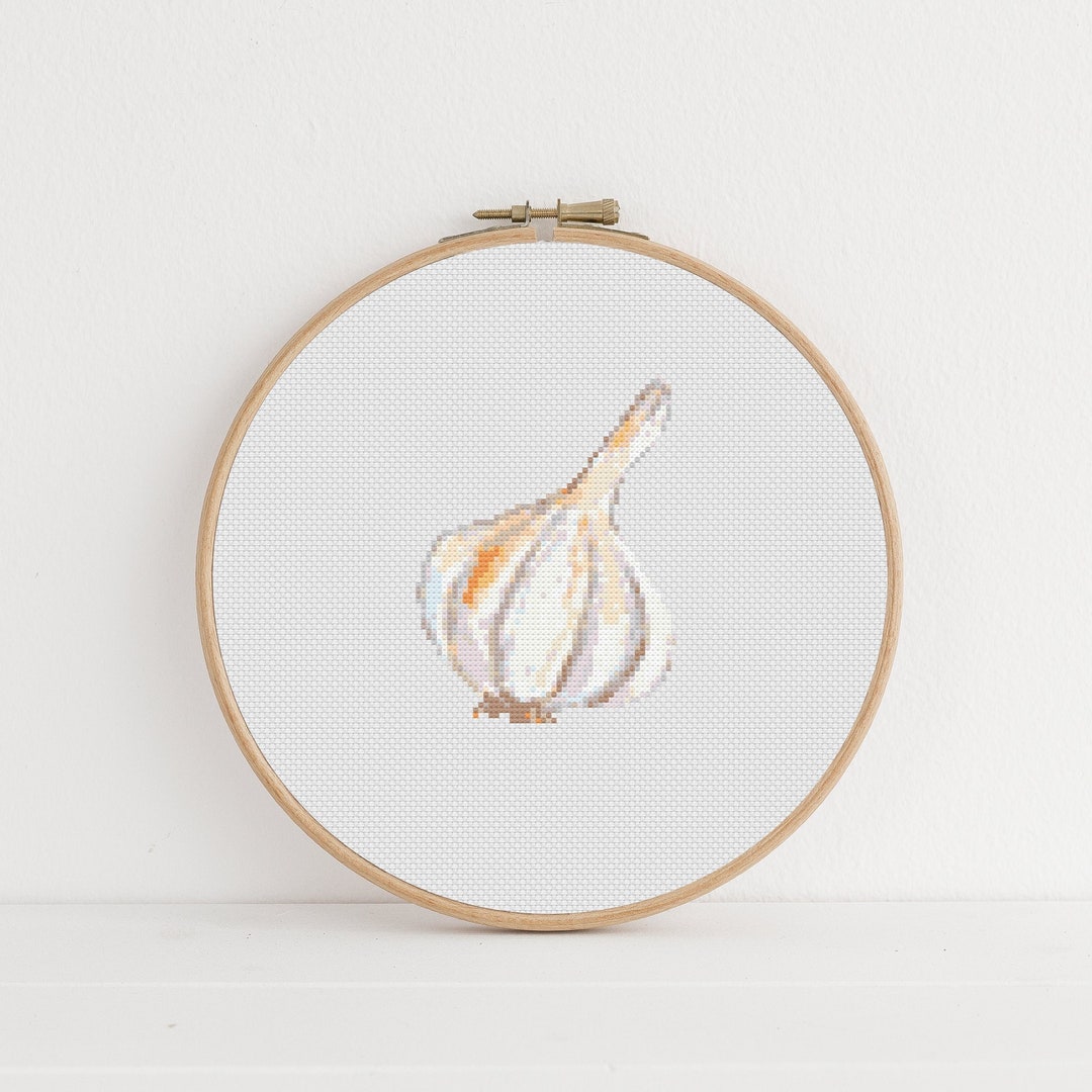 Garlic Cross Stitch Pattern, Instant Download PDF, Kitchen Decor Idea ...