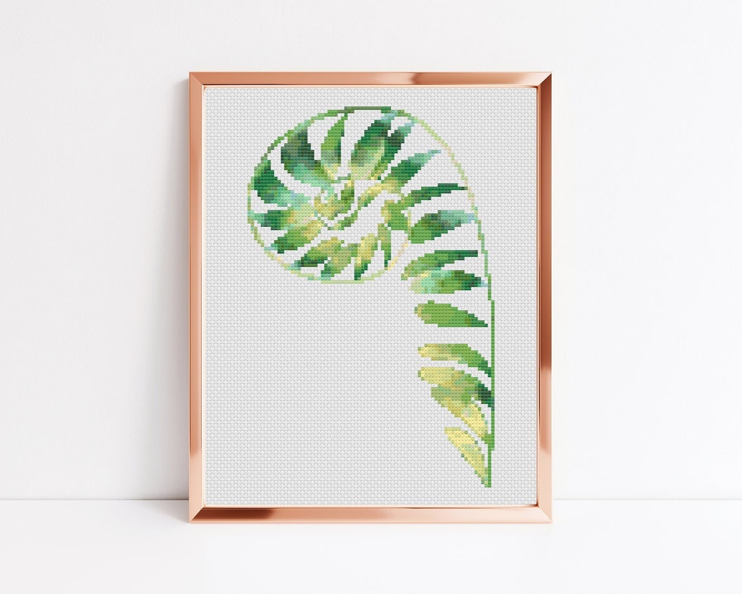 Fern Cross Stitch Pattern, Instant Download PDF, Aesthetic Room Decor ...