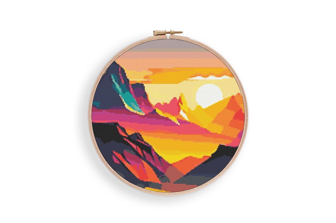 Mountain Cross Stitch Pattern #1065, Cross Stitch PDF, Counted Cross ...