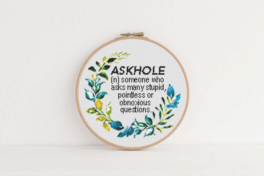 Askhole Cross Stitch Pattern #1086, Cross Stitch PDF, Modern Stitch ...