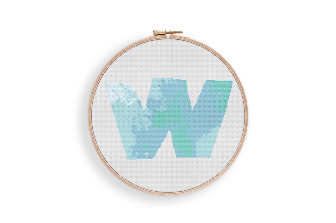 Letter W Cross Stitch, Instant Download Pattern PDF, Modern Stitch ...