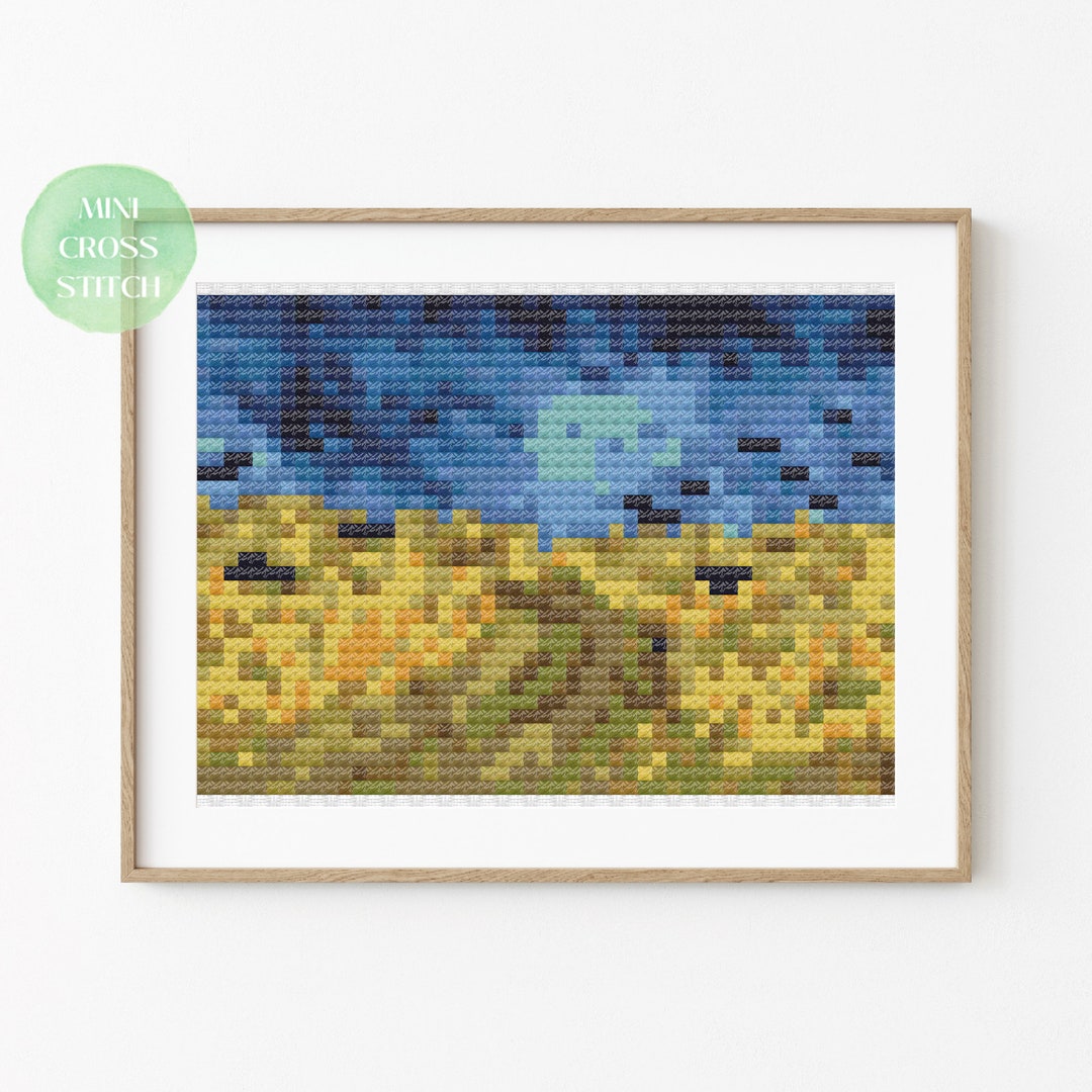 Mini Cross Stitch Pattern, Wheatfield With Crows, Instant Download PDF ...