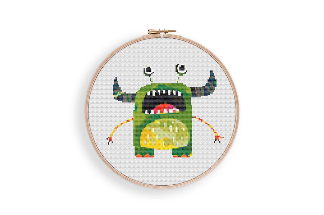 Monster Cross Stitch Pattern, Instant Download PDF, Nursery Decor ...