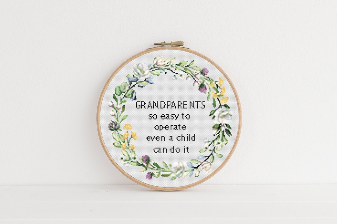 Grandparents Cross Stitch Pattern #899, Cross Stitch PDF, Modern Stitch ...