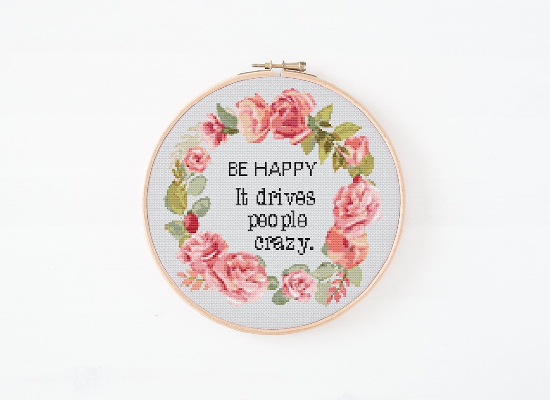 Be Happy Cross Stitch Pattern #837, Cross Stitch PDF, Modern Stitch ...