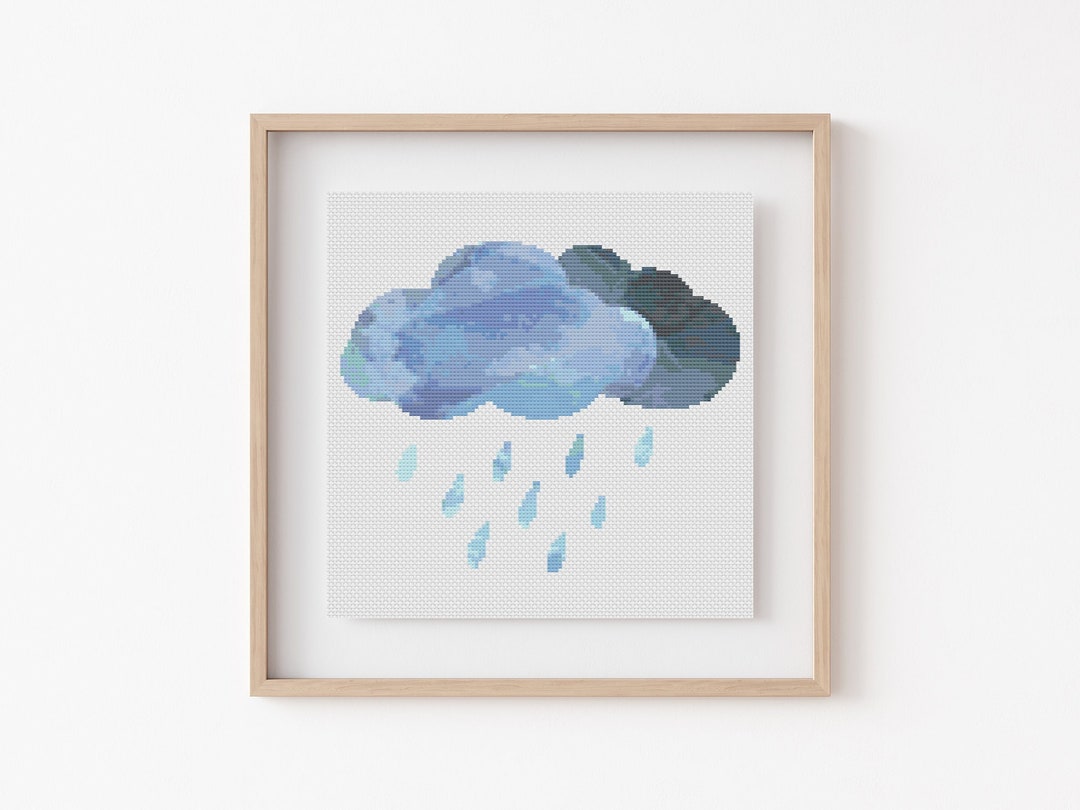 Rain Cross Stitch Pattern, Instant Download PDF, Counted Cross Stitch ...