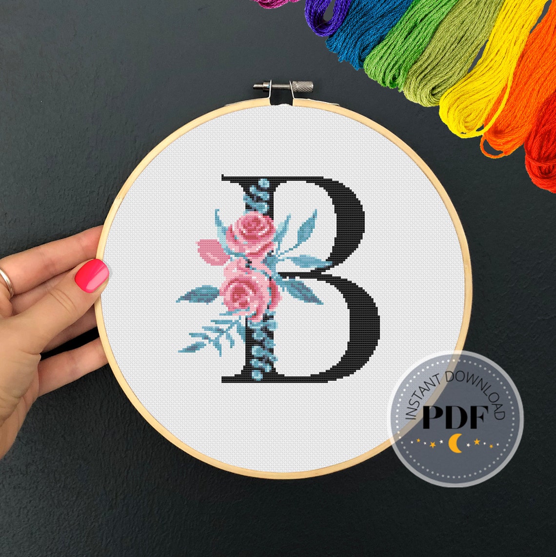 Letter B Cross Stitch, Instant Download PDF, Modern X Stitch Pattern ...