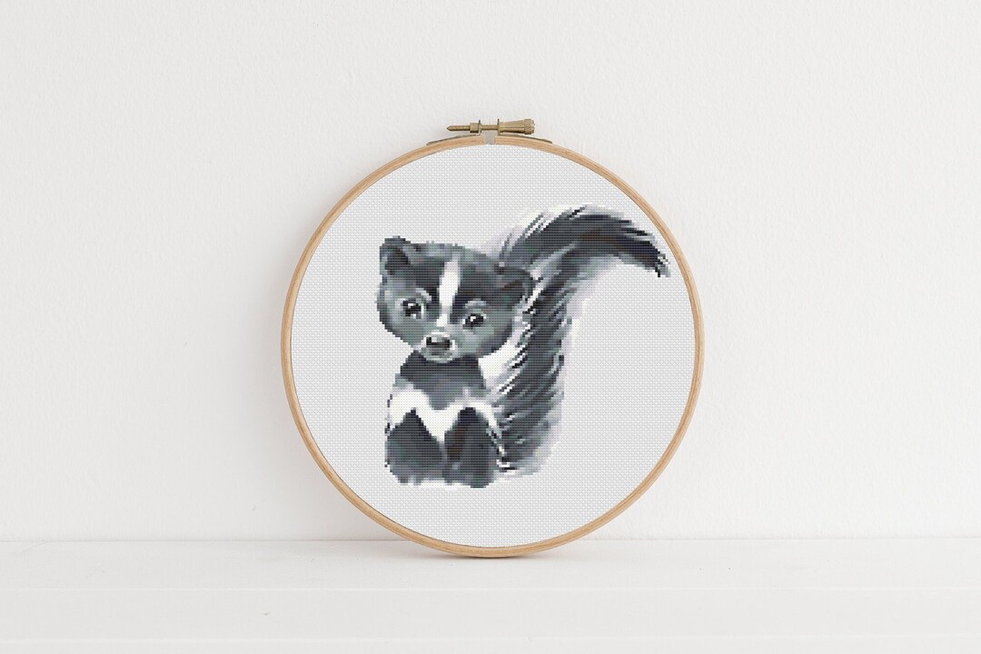 Skunk Cross Stitch, Instant Download PDF, Wood Animal Pattern, Modern X ...