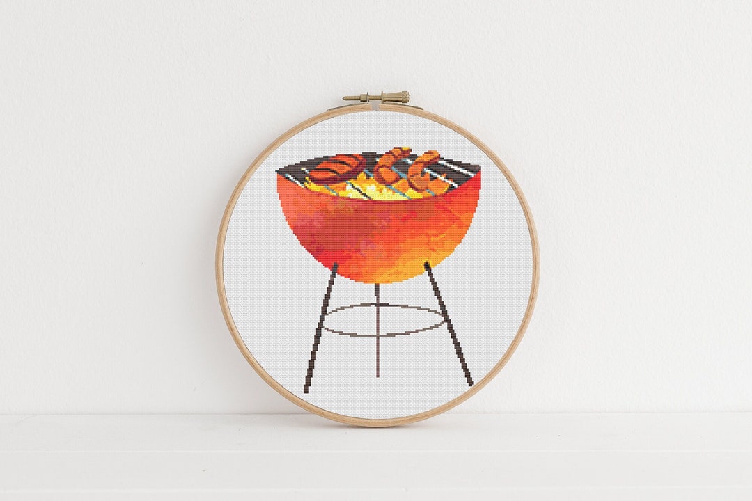 BBQ Cross Stitch Pattern, Instant Download PDF, Nursery Room Decor ...