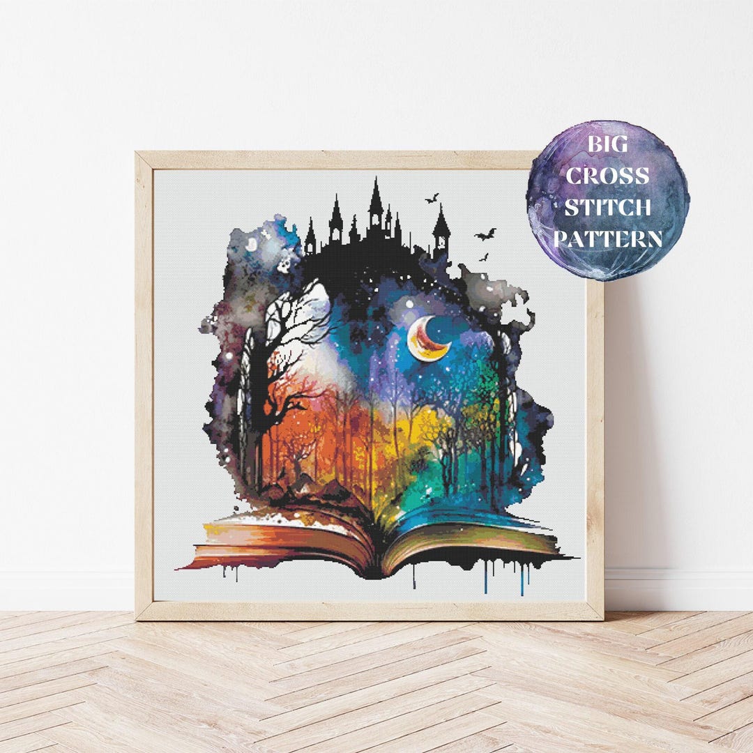 Magic Book Full Coverage Cross Stitch Pattern, Instant Download PDF ...