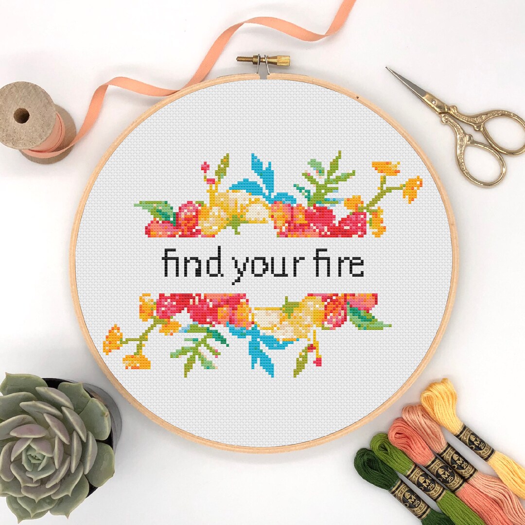 Find Your Fire Cross Stitch Pattern #433, Cross Stitch PDF, Modern ...