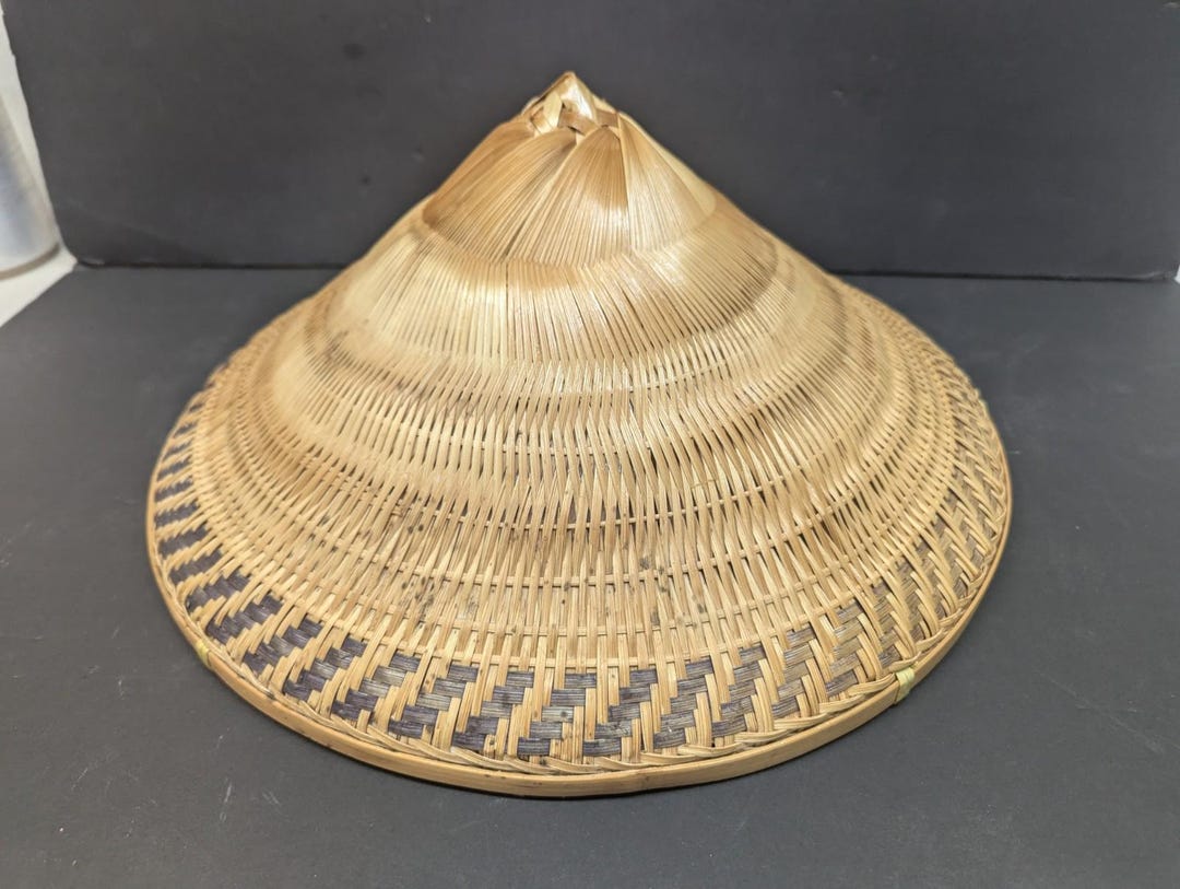 Vintage Conical Vietnamese Non La Hat, Palm, Bamboo, Reed, Rice Hat ...