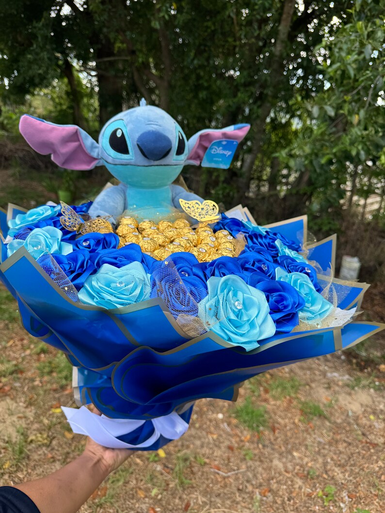 Stitch 32 Blue Rose Bouquet, for Her, Eternal Rose Bouquet, Birthday ...