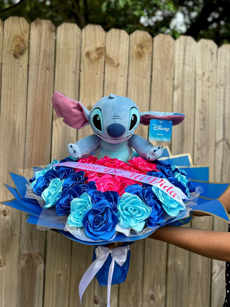 Stitch 32 Blue Rose Bouquet, for Her, Eternal Rose Bouquet, Birthday ...