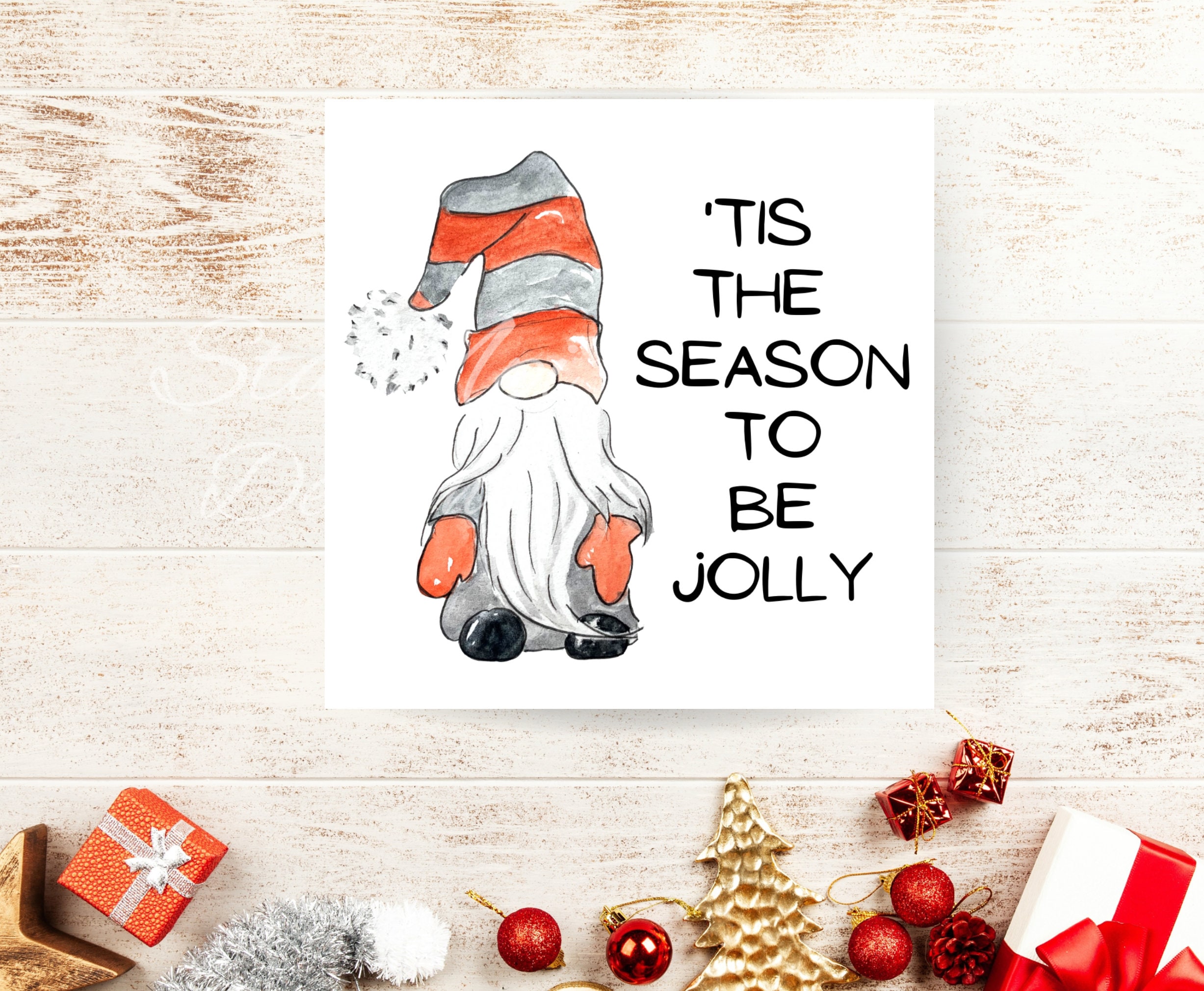 Printable Gnome Christmas Card for Christmas Greetings - Etsy