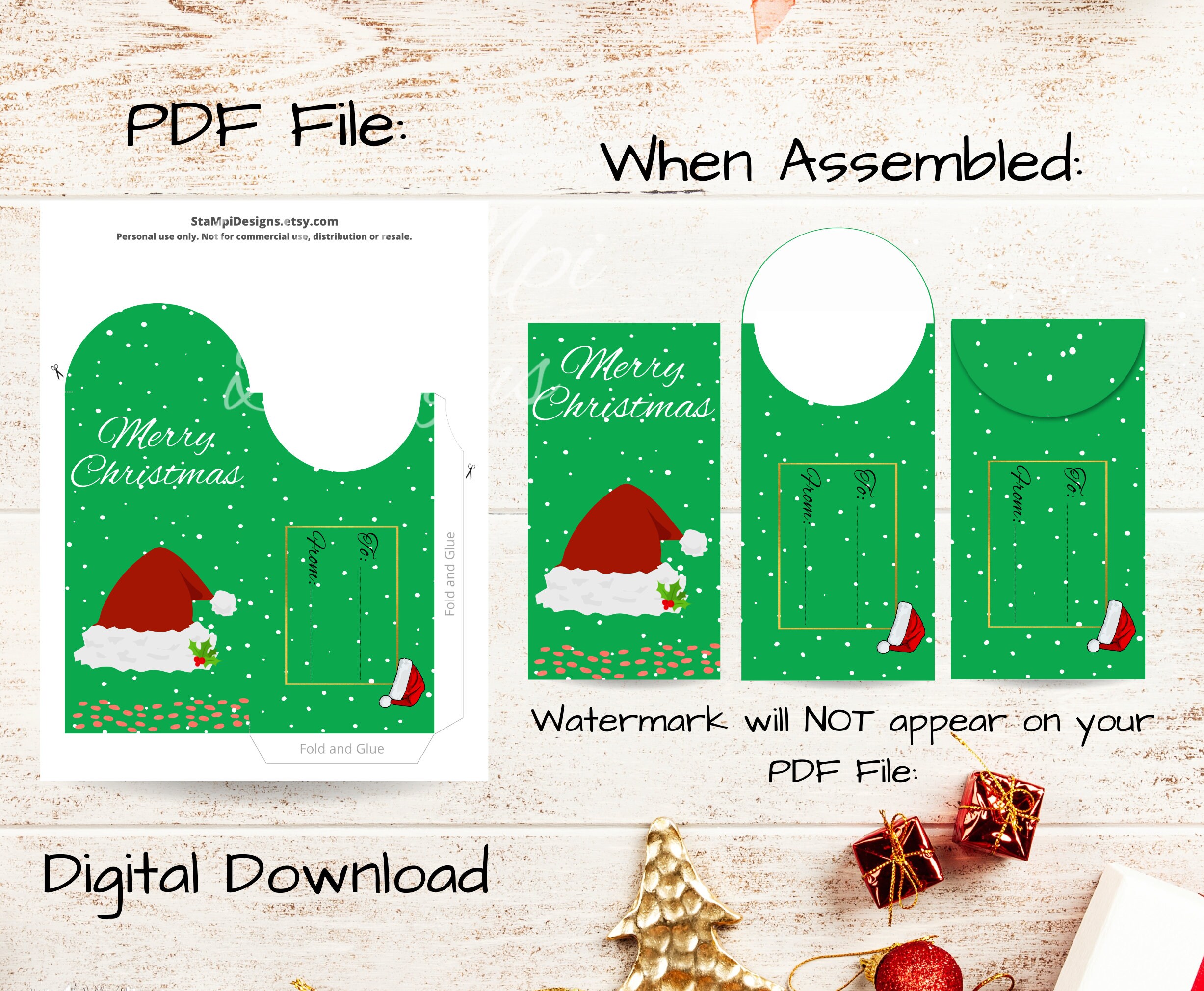 Santa Money Holder, Printable Christmas Money Envelope, Christmas Money ...