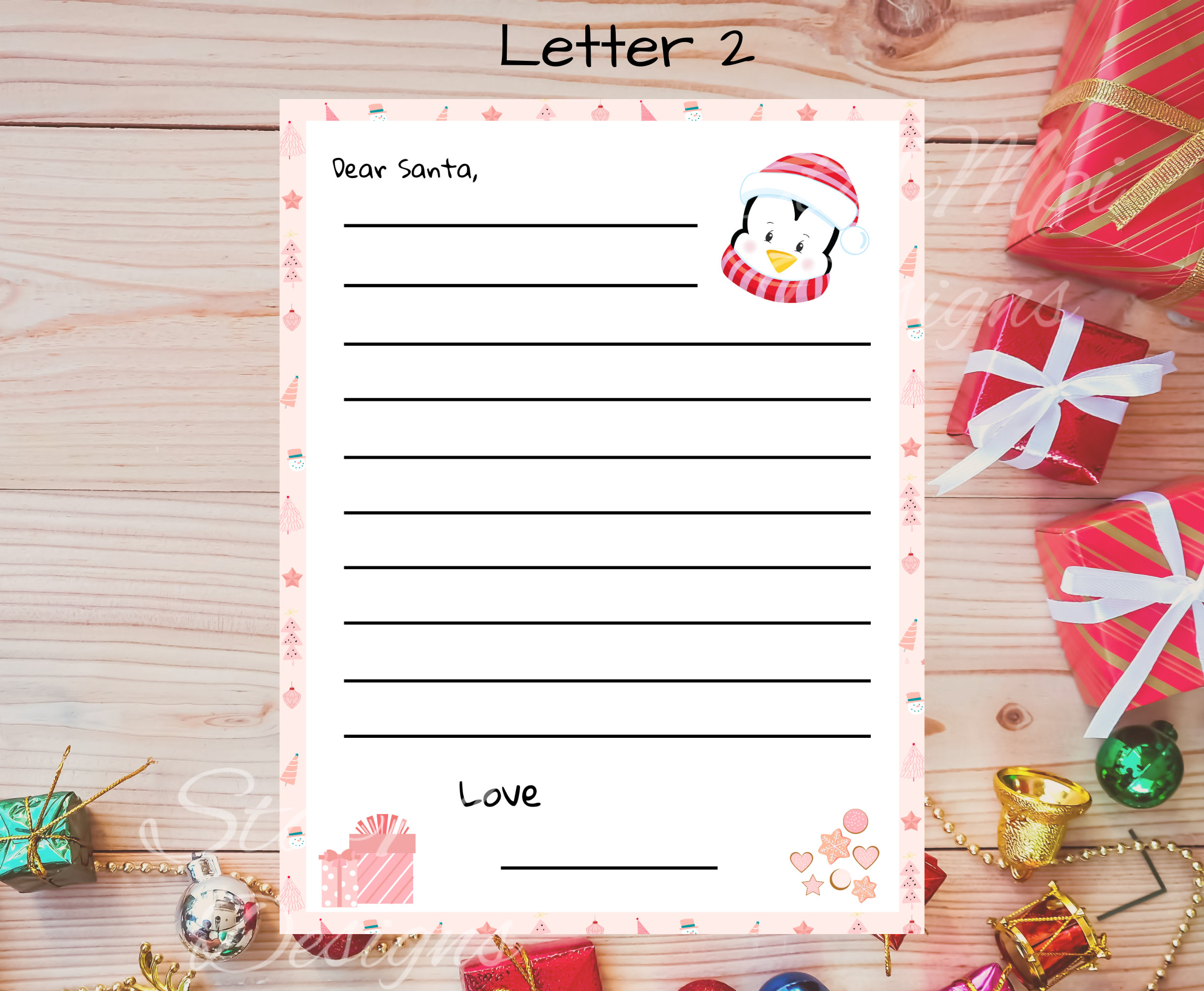 Carta imprimible a Santa, Carta de Querido Santa, Carta navideña rosa a ...