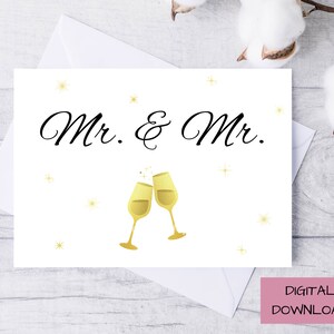 Wedding Card for Gay Couple, Printable Wedding Card for Same Sex ...