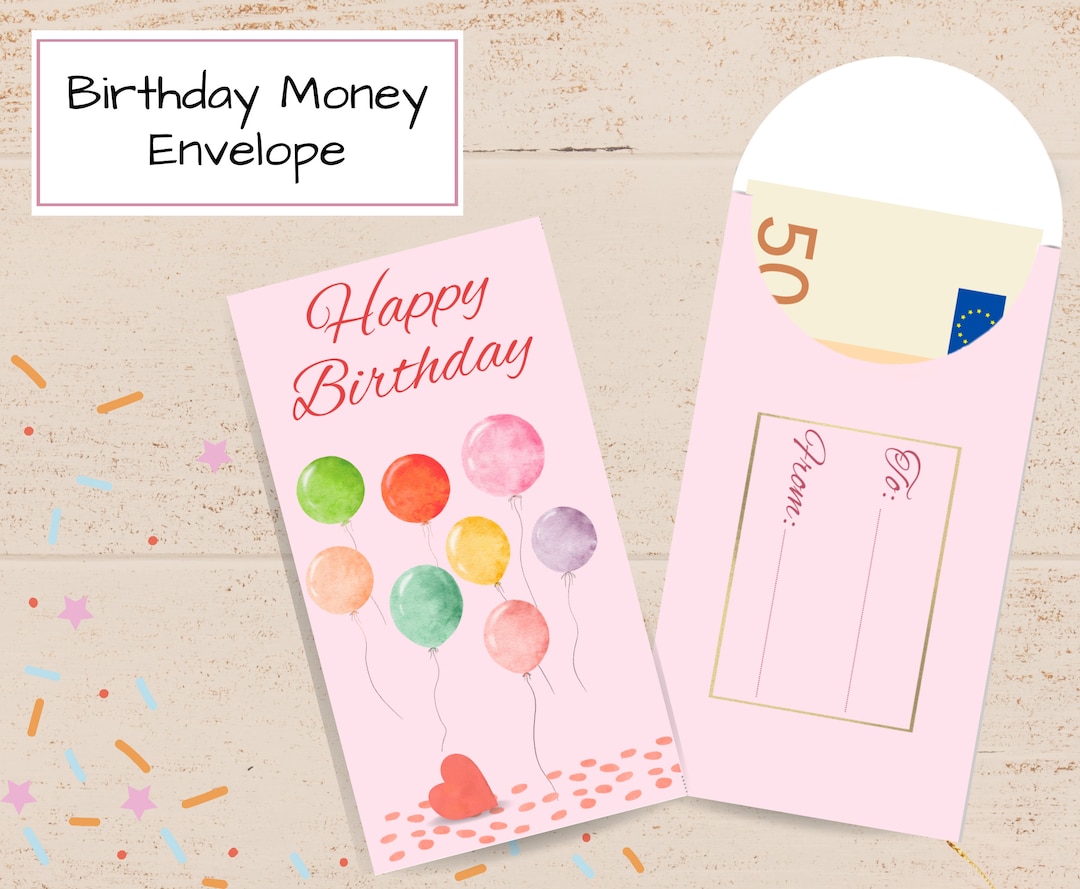 Birthday Money Holder Template, Birthday Money Card, Printable Money ...