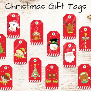 Printable Christmas Gift Tags , Red and White Christmas Present Tags ...