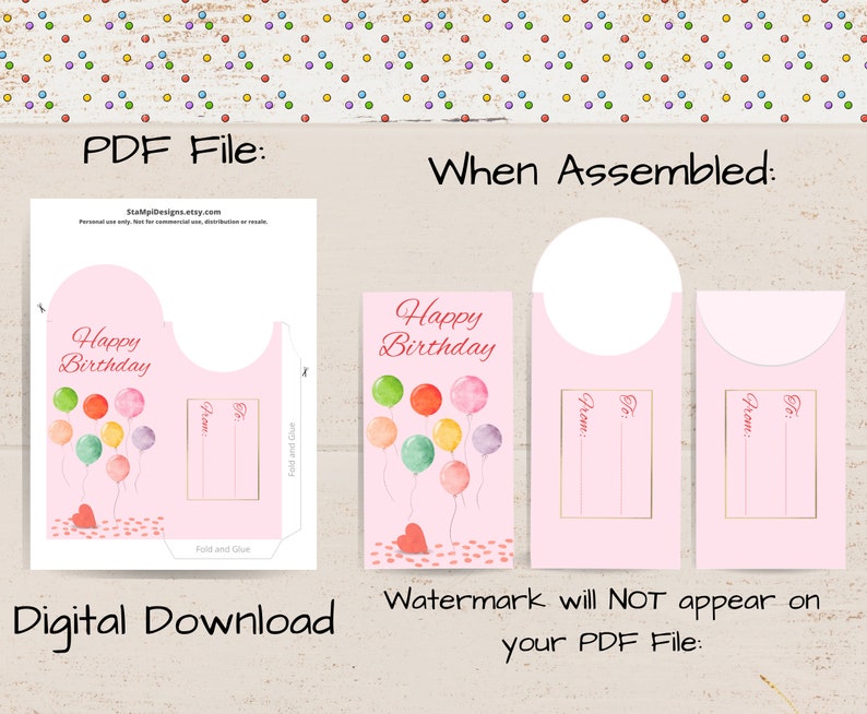 Birthday Money Holder Template, Birthday Money Card, Printable Money ...