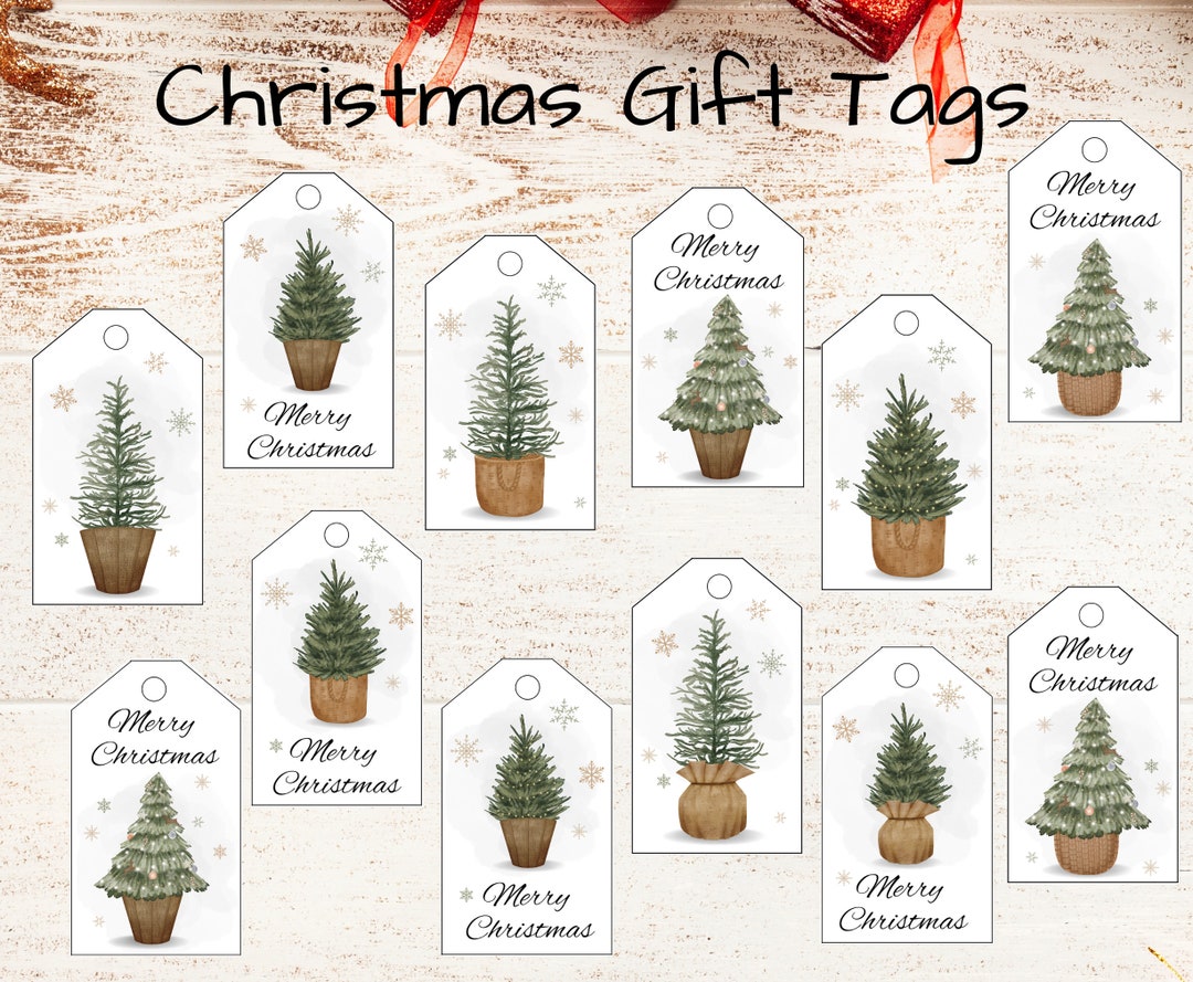 Printable Christmas Gift Tags, With Christmas Tree, Christmas Gift Tags ...