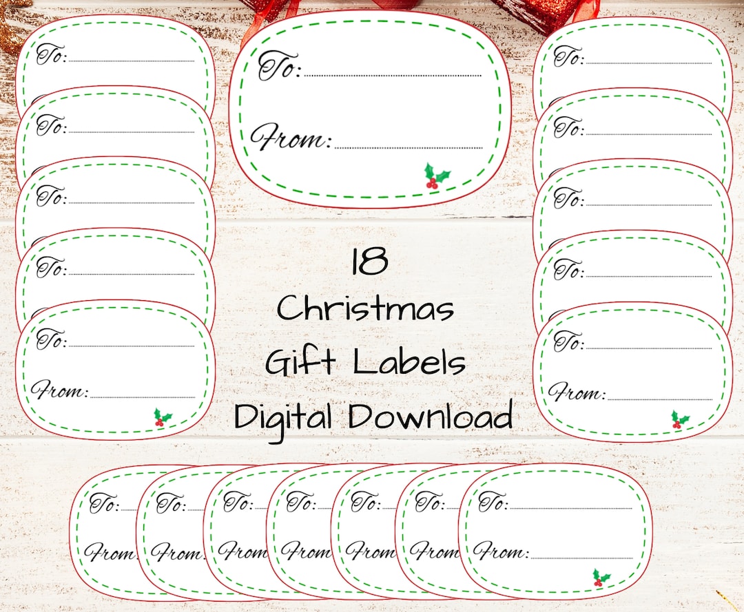 Christmas Gift Labels, Printable Christmas Gift Tags, Holiday Gift Tags ...