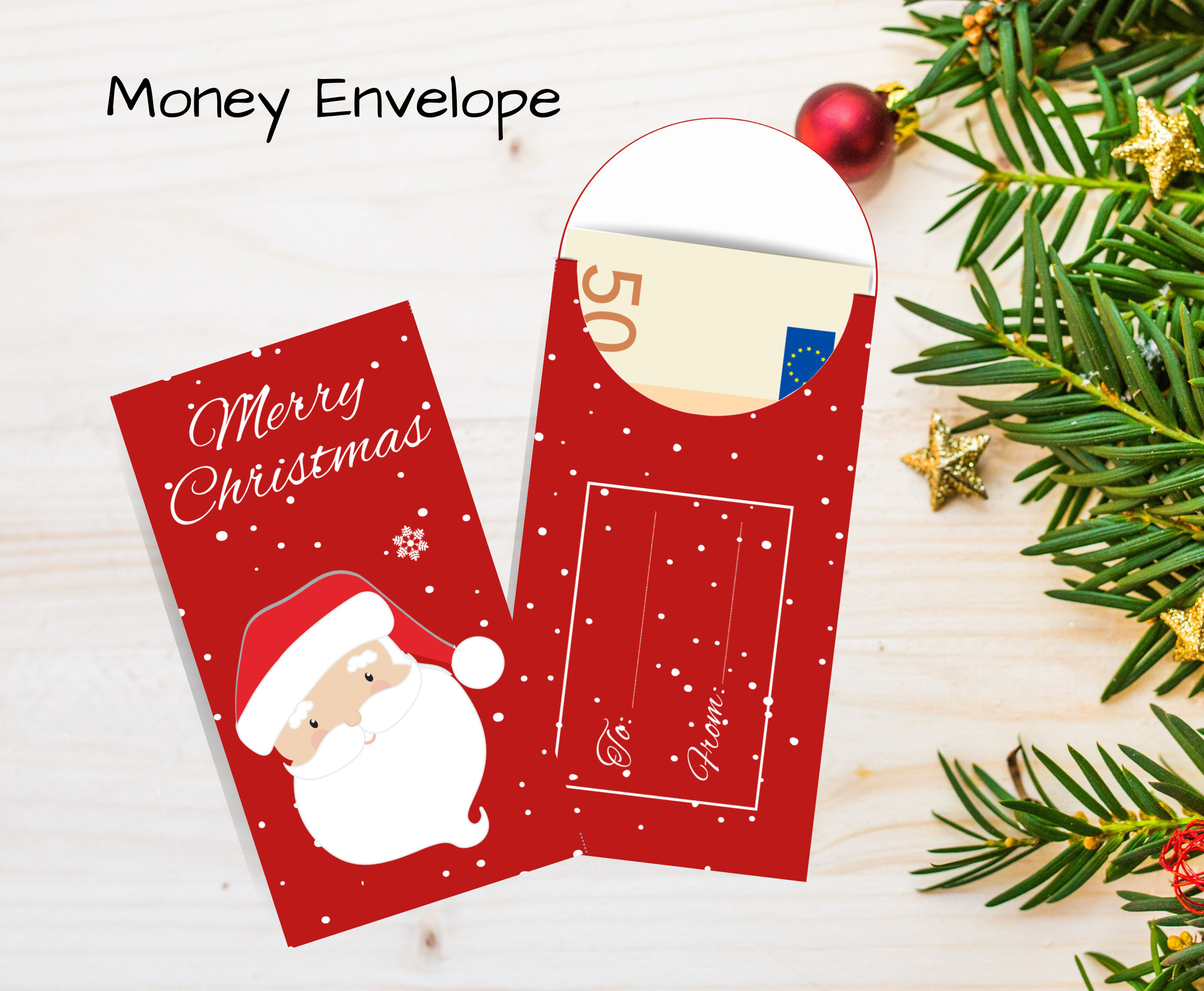 Christmas Money Envelope, With Father Christmas, Printable Cash Gift ...