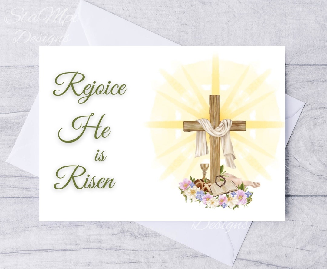 Easter Card, Printable Religious Easter Card, Easter Card With Cross ...