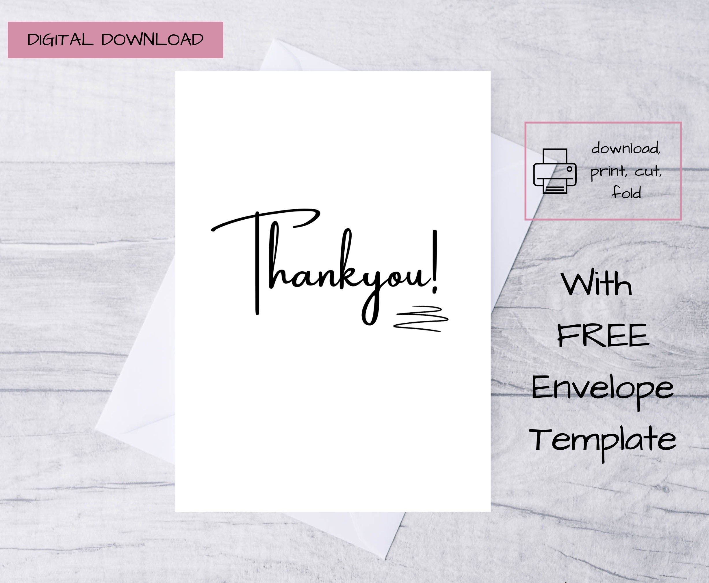 Printable Thank You Card, Thank You Card Digital, Simple Thank You Card ...