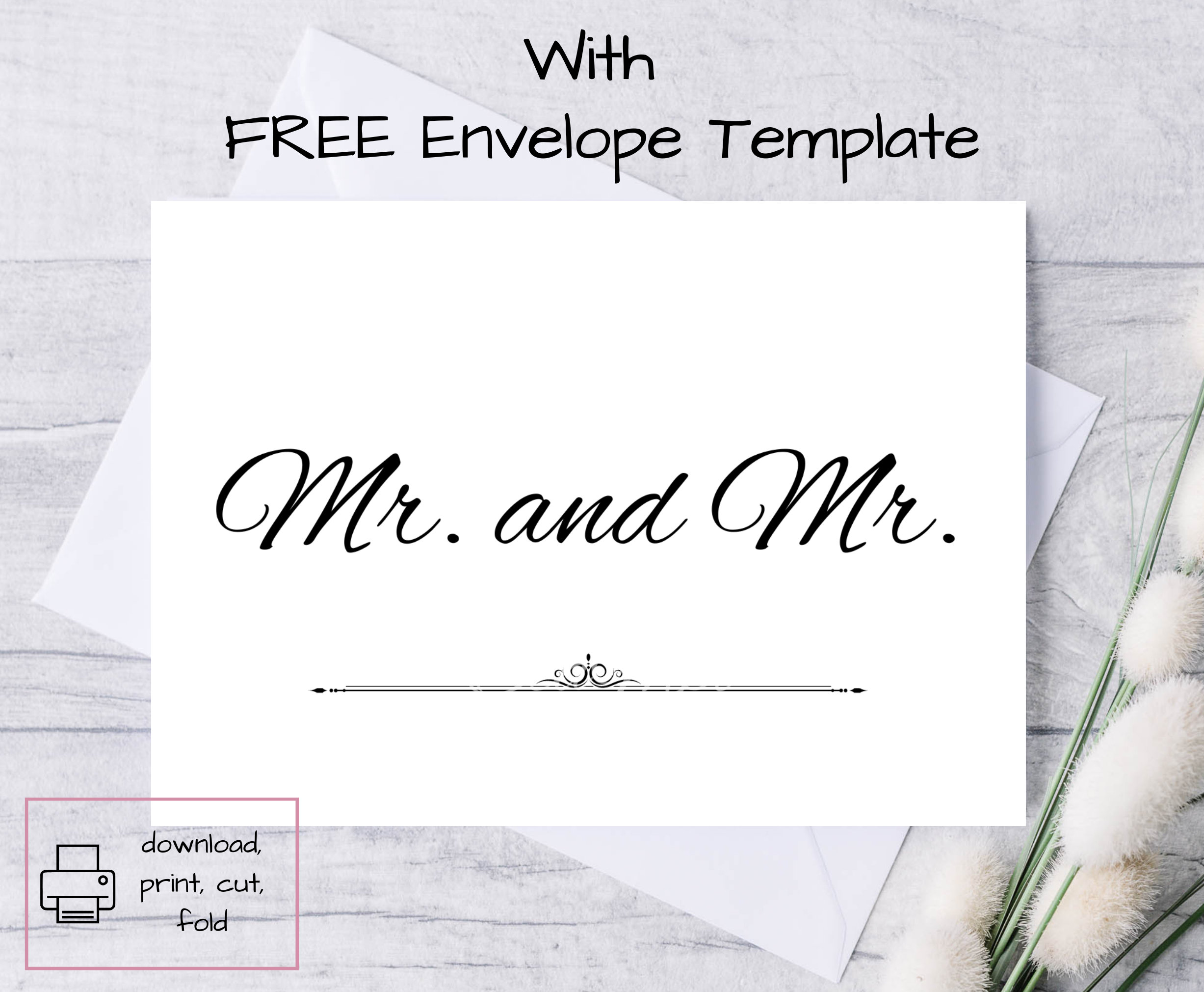 Gay Marriage Card, Mr and Mr Printable Card, Same Sex Wedding Card ...