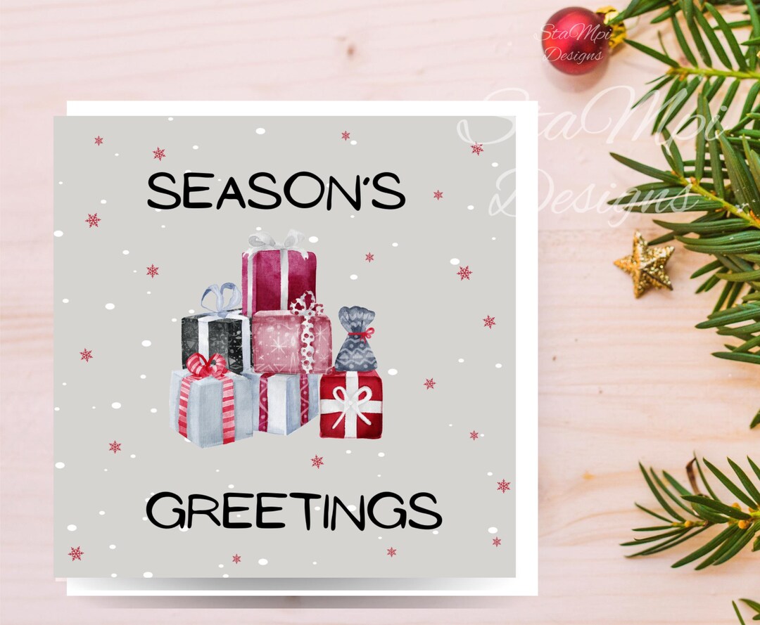 Printable Christmas Cards With Envelope Template, Xmas Card, Square ...