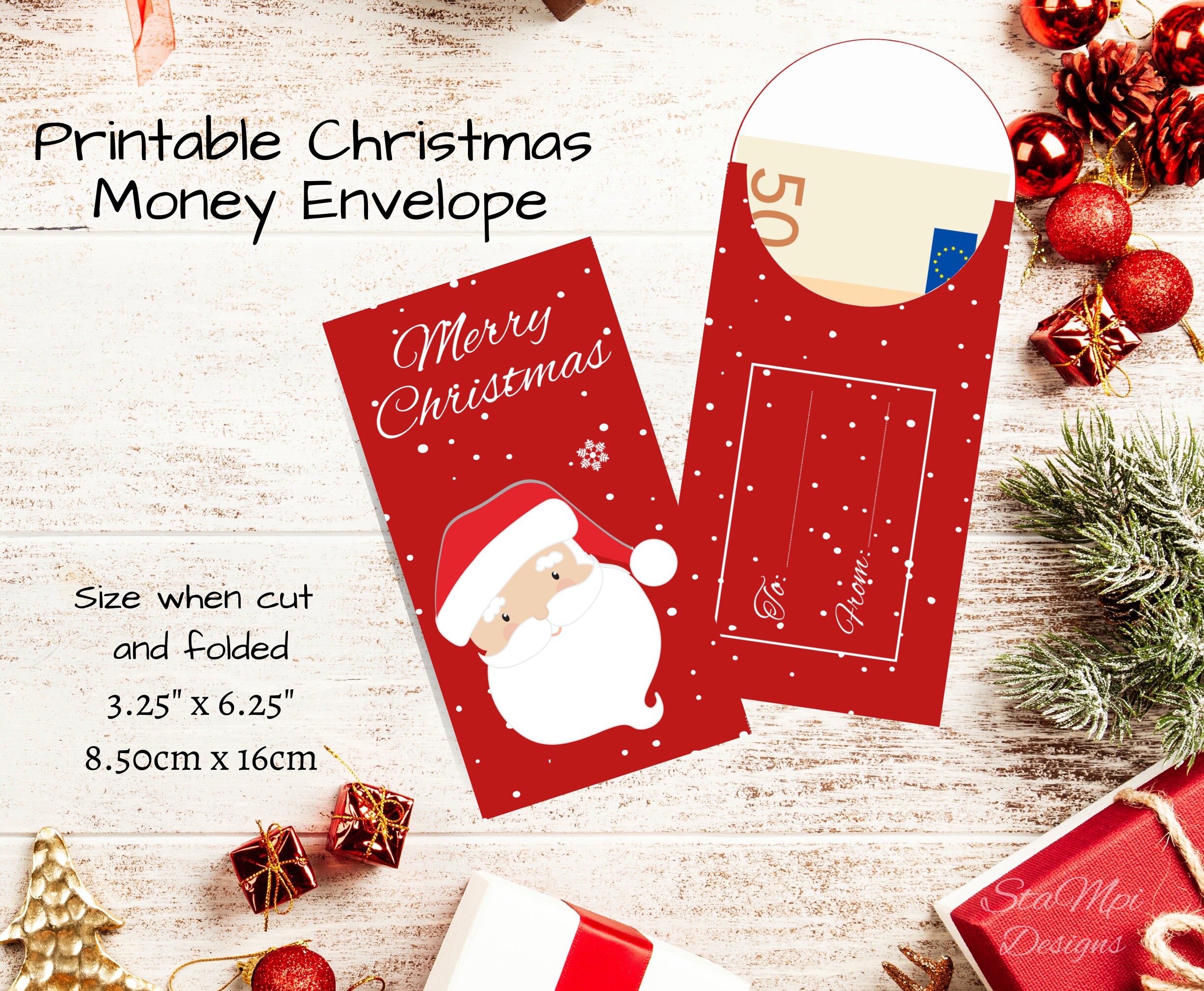 Christmas Money Envelope, With Father Christmas, Printable Cash Gift ...