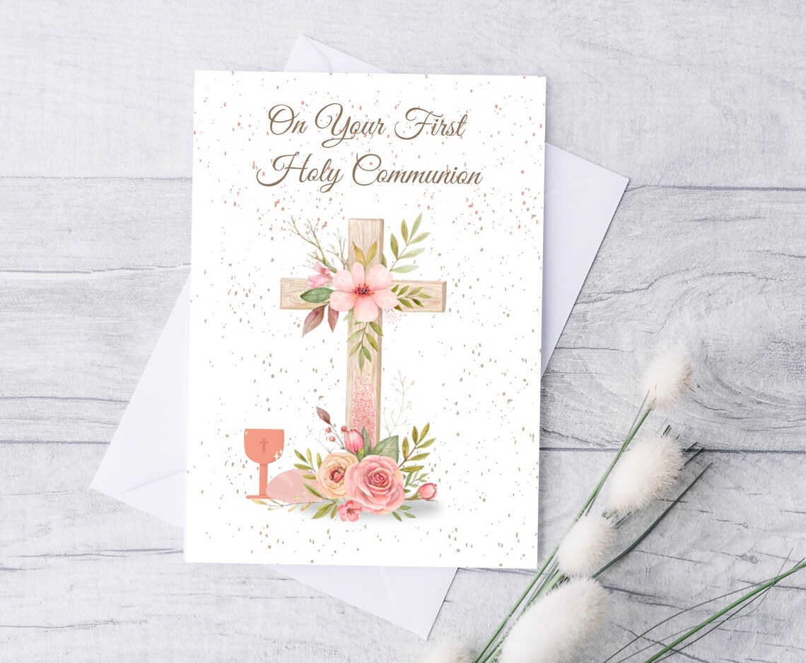 First Holy Communion Printable Card for Girls, 1st. Holy Communion Card ...