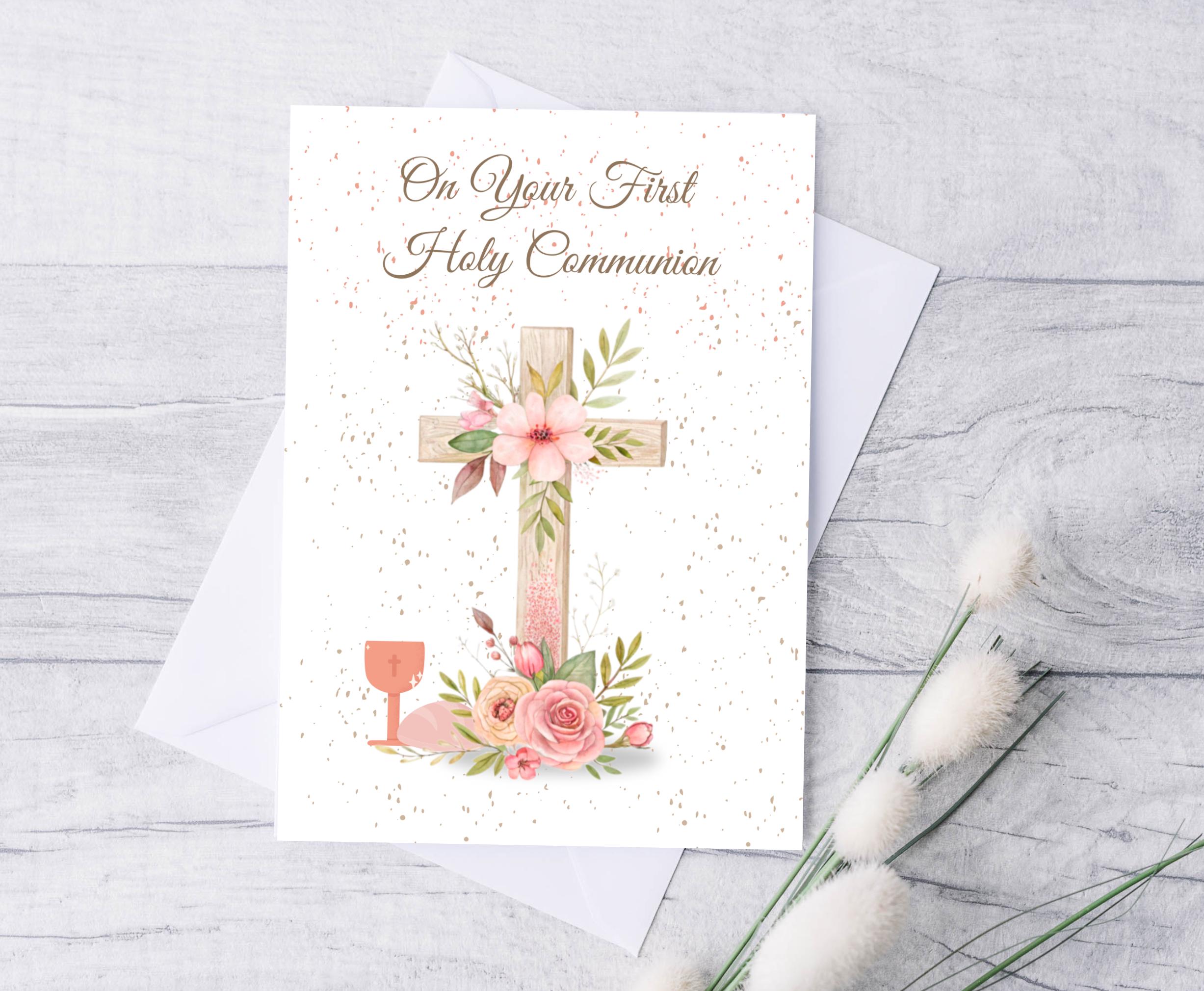 First Holy Communion Printable Card for Girls, 1st. Holy Communion Card ...