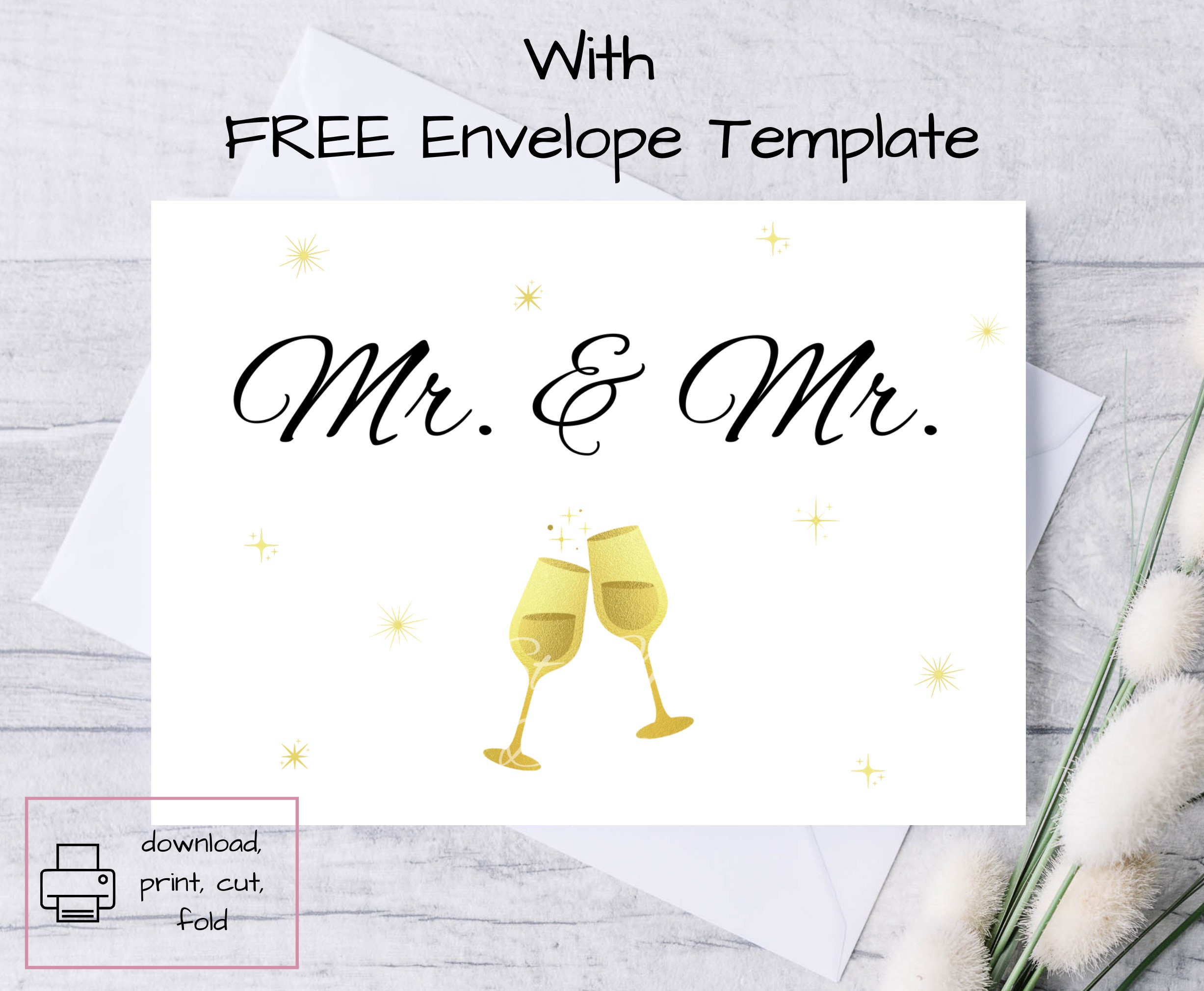Wedding Card for Gay Couple, Printable Wedding Card for Same Sex ...