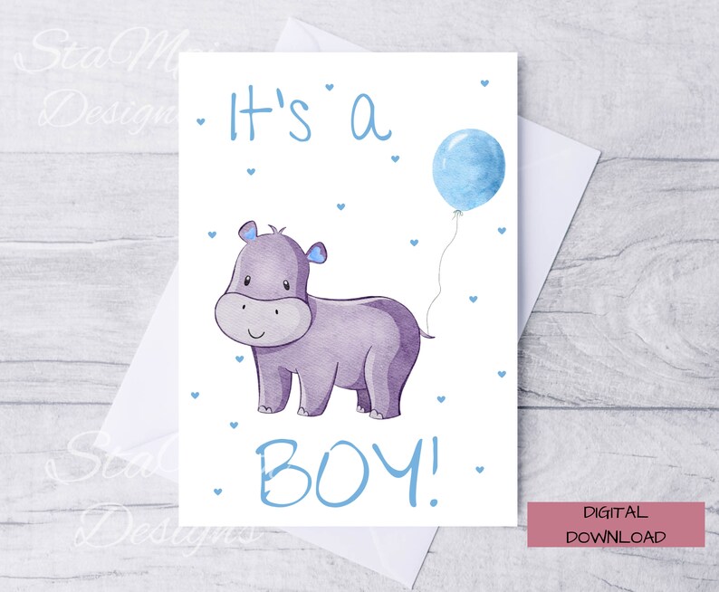New Baby Boy Card, Printable Card for New Baby Boy, Blue Baby Card, It ...