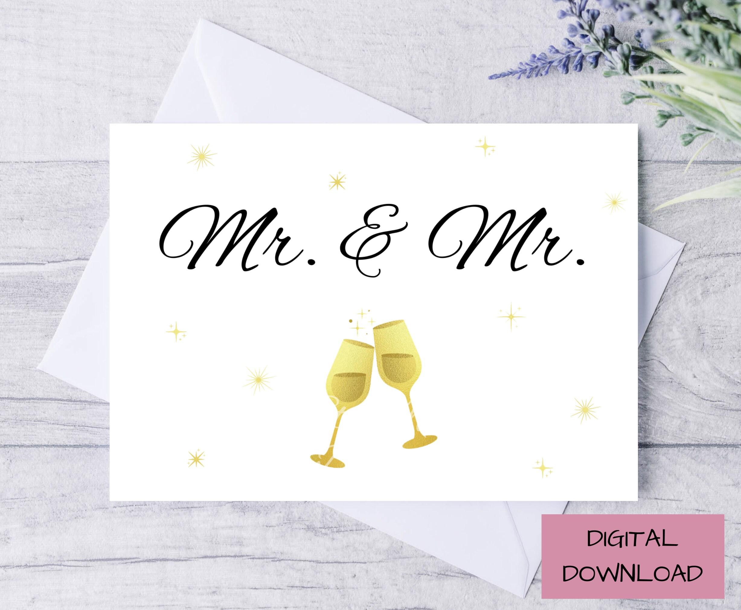 Wedding Card for Gay Couple, Printable Wedding Card for Same Sex ...