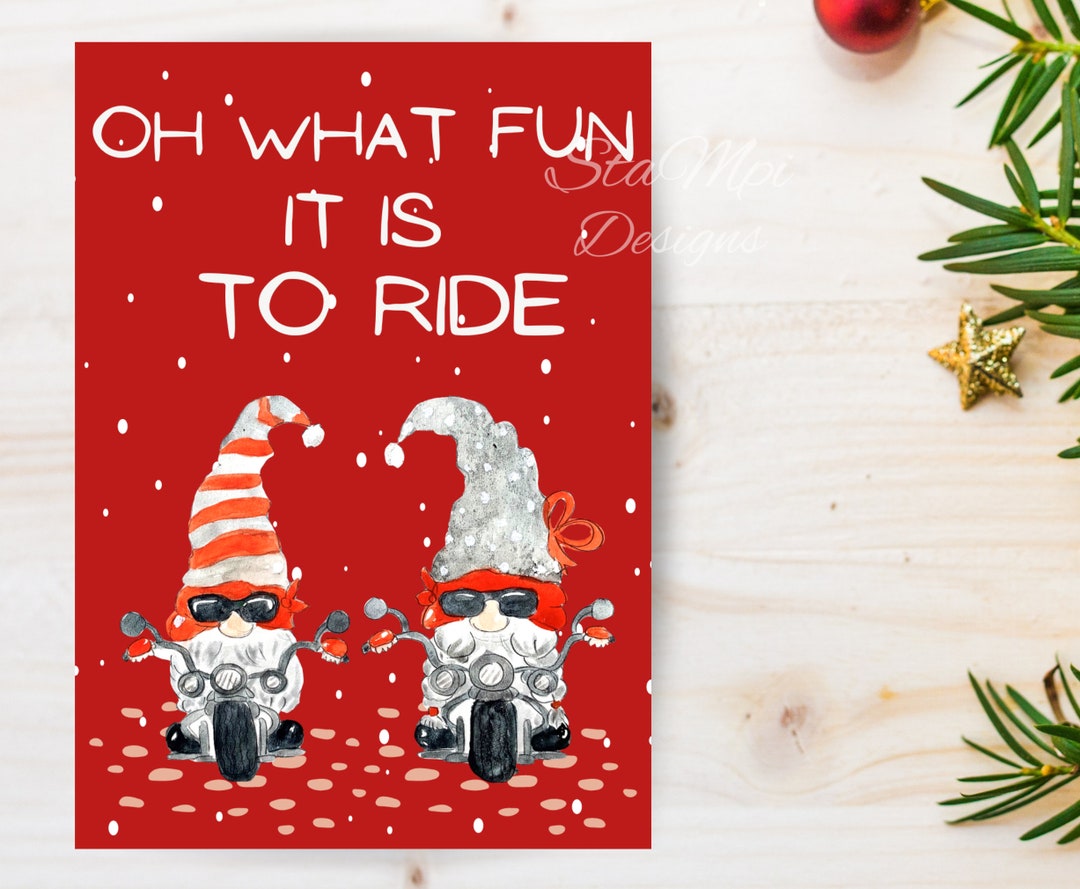 Christmas Card for Bikers, Printable Christmas Card With Motorbikes ...