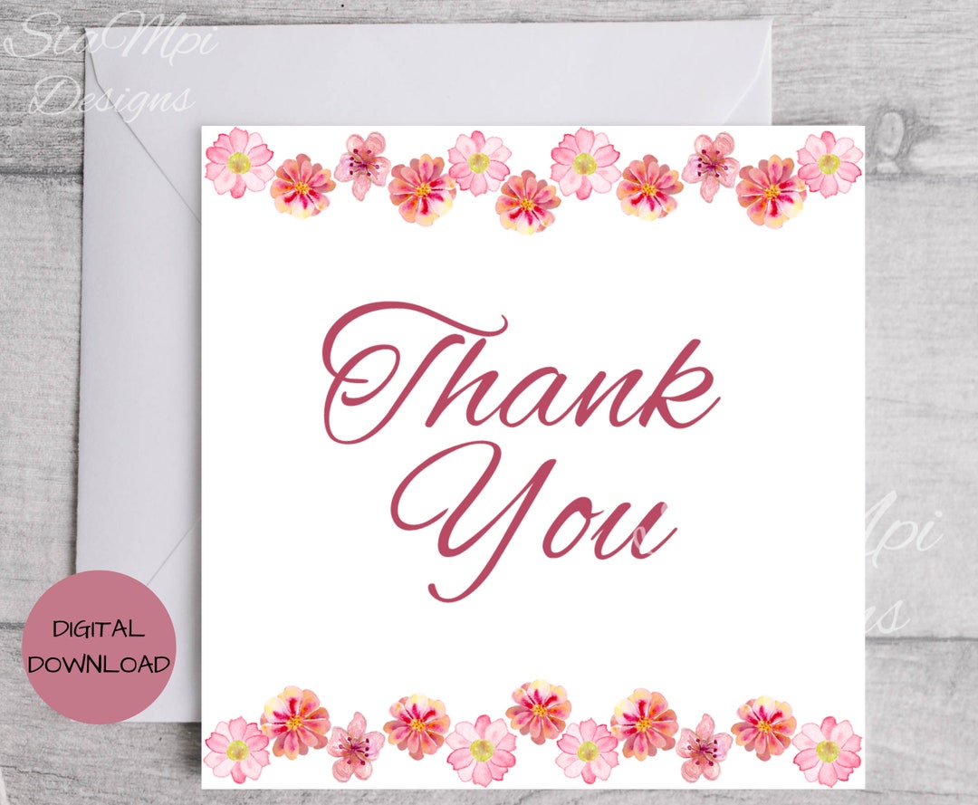 Printable Thank You Card, Thank You Card, for Women, Thank You Card for ...
