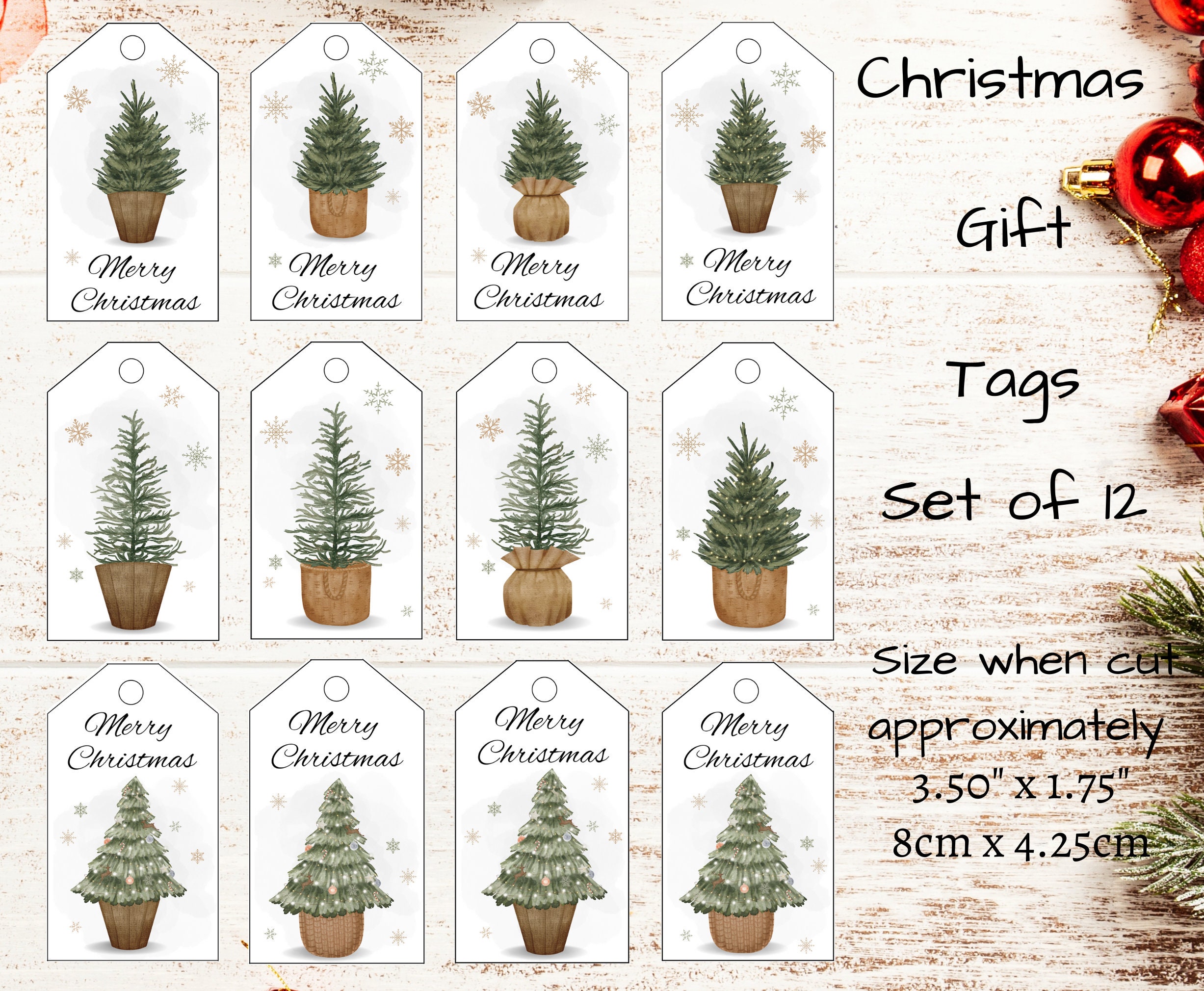 Printable Christmas Gift Tags, With Christmas Tree, Christmas Gift Tags ...