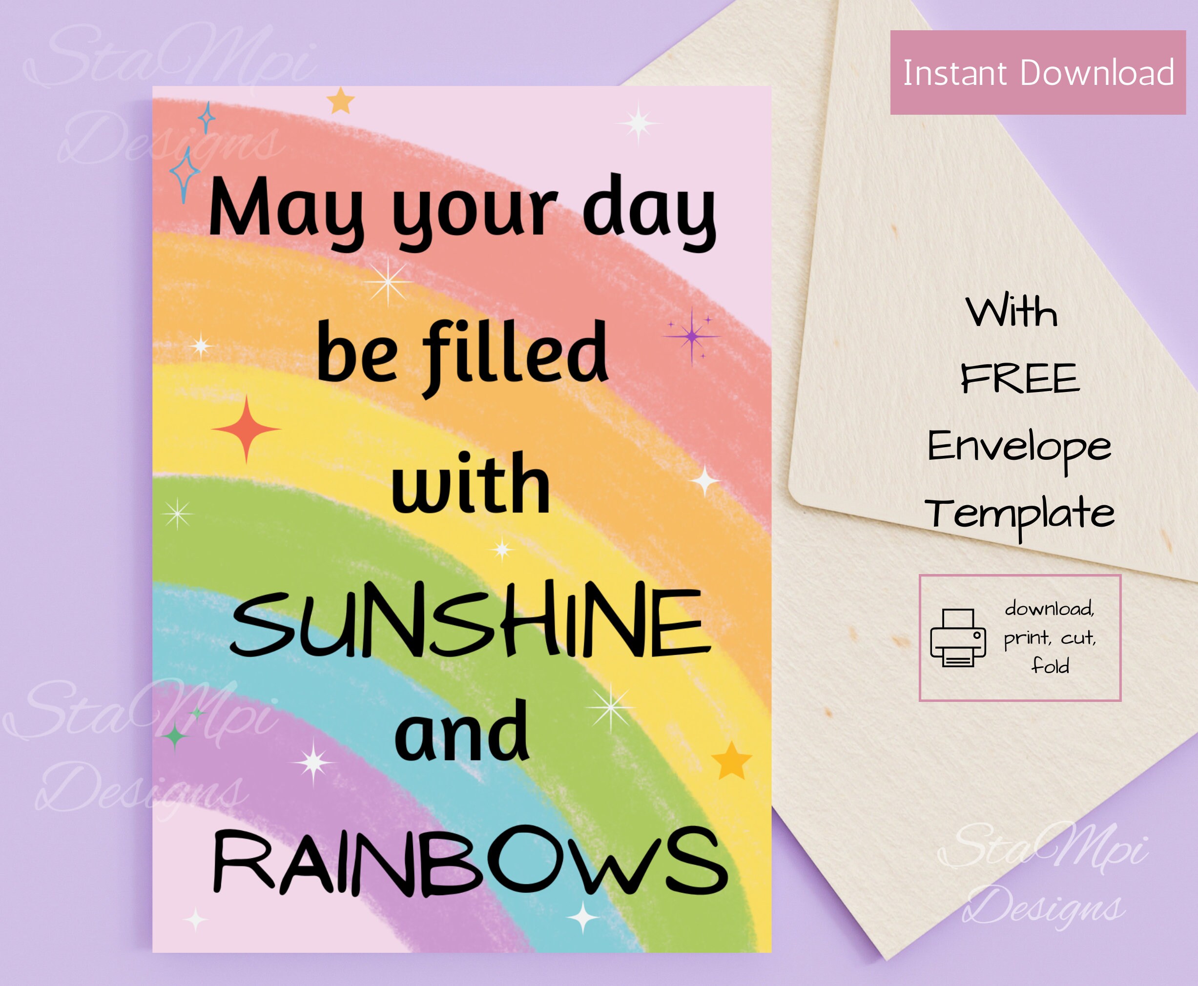 Rainbow Birthday Card. Printable Birthday Card for Friend, Birthday ...