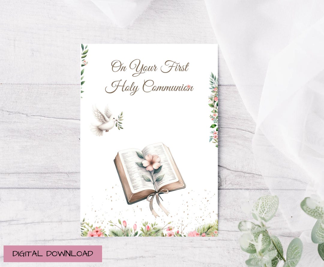First Holy Communion Card for Girls, Printable Card for 1st. Holy ...